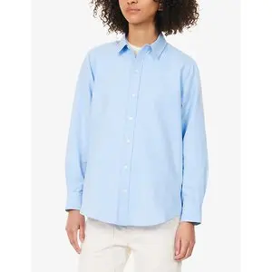 MOTHER Logo-embroidered Cotton Shirt - Light Blue