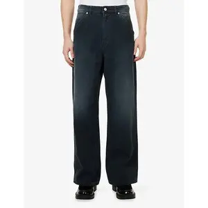 Marni Straight-leg Embroidered-logo Denim Jeans - Black