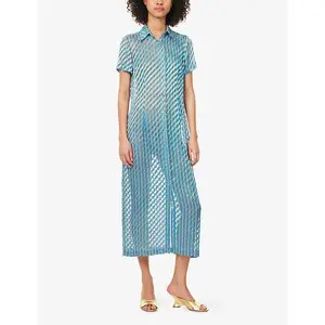 Dries Van Noten Devoré Short-sleeve Shirt Dress