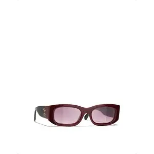 Chanel Ch5525 Rectangle-frame Sunglasses - Red
