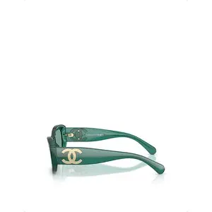 Chanel Ch5493 Rectangle-frame Sunglasses - Green