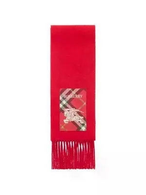 Burberry Check Label Cashmere Scarf - Red