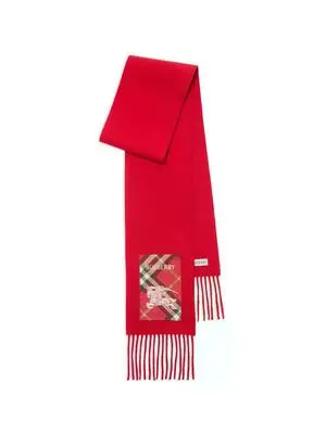Burberry Check Label Cashmere Scarf - Red