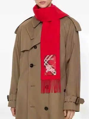 Burberry Check Label Cashmere Scarf - Red