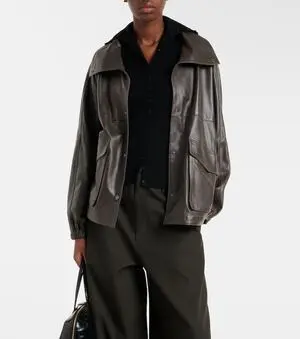 Nour Hammour Anorak Leather Jacket - Brown