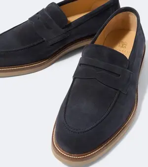 Brunello Cucinelli Suede Penny Loafers - Blue