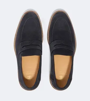 Brunello Cucinelli Suede Penny Loafers - Blue
