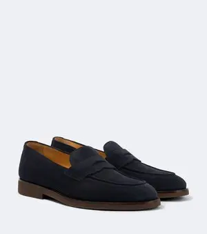 Brunello Cucinelli Suede Penny Loafers - Blue