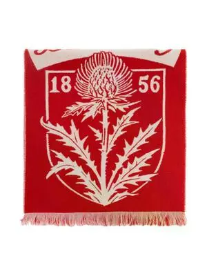 Burberry Botanical-motif Fringed Scarf - Red