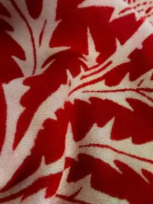 Burberry Thistle Shield Wool Scarf - Red