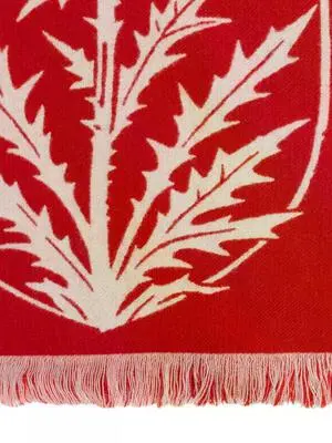 Burberry Thistle Shield Wool Scarf - Red