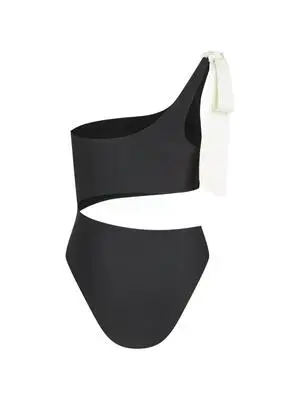 Karl Lagerfeld Bow-detail One-shoulder Swimsuit