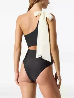 Karl Lagerfeld Bow-detail One-shoulder Swimsuit