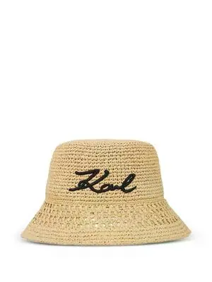 Karl Lagerfeld Signature Crochet Hat - Neutrals