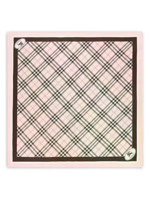 Burberry Check Knight Stamp Silk Scarf - Pink