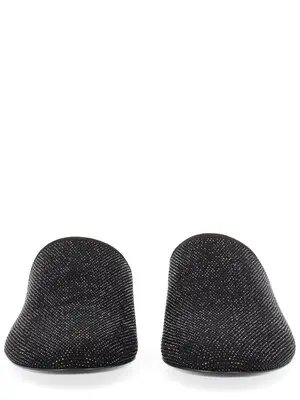 Premiata Leather Slipper With Rhinestone Embellishment - Black