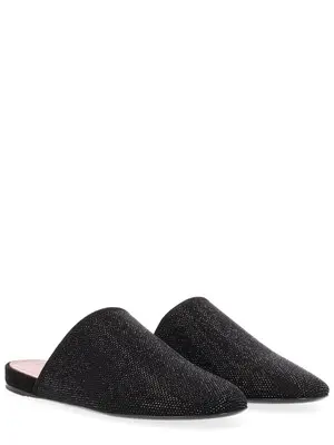 Premiata Leather Slipper With Rhinestone Embellishment - Black
