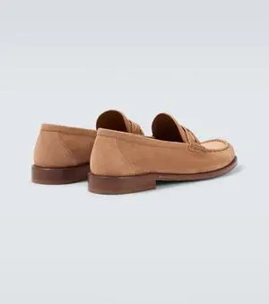 Brunello Cucinelli Suede Penny Loafers - Brown