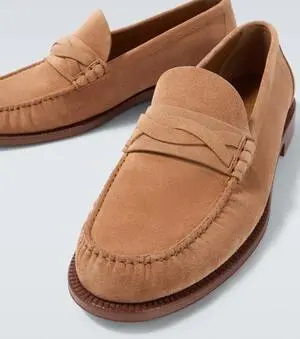 Brunello Cucinelli Suede Penny Loafers - Brown