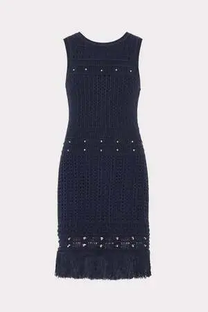 MILLY Beaded Fringe Knit Shell Dress