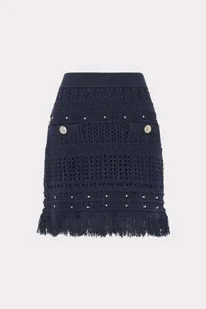 MILLY Beaded Fringe Mini Skirt