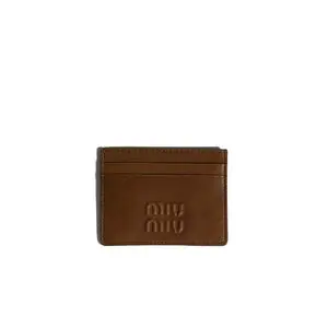 Miu Miu Nappa Leather Card Holder - Oak