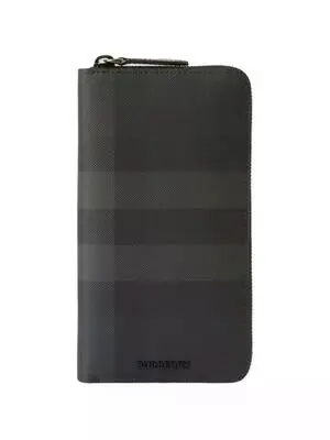 Burberry Check Zip Wallet - Grey
