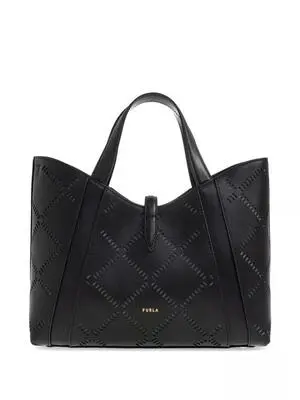 Furla Goccia Laser-cut Top Handle Small Tote Bag - Black