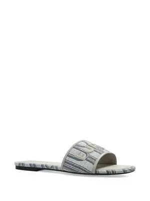 Furla Logo Striped Flat Sandals - Grey
