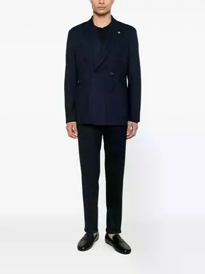 MANUEL RITZ Double-breasted Striped Suit - Blue