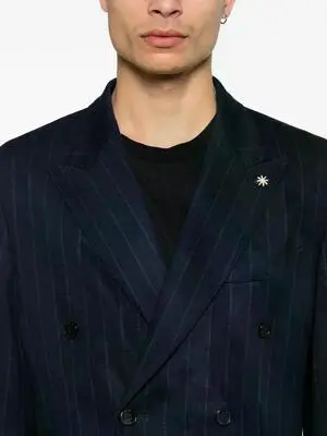 MANUEL RITZ Double-breasted Striped Suit - Blue