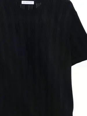 MANUEL RITZ Vertical Stripe Perforated T-shirt