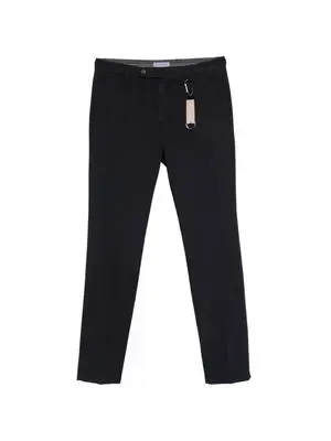 MANUEL RITZ Micro-texture Slim-fit Trousers - Black