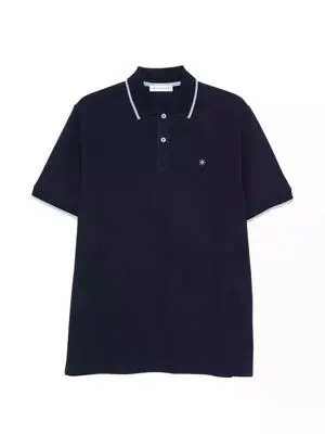 MANUEL RITZ Contrasting-trim Polo Shirt - Blue
