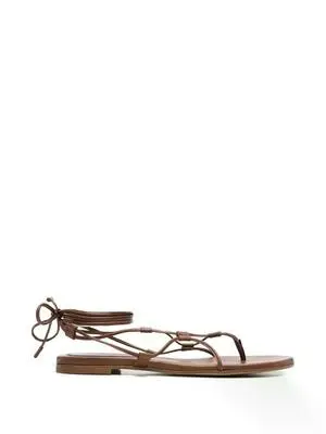 GIANVITO ROSSI Tie-fastening Flat Sandals - Brown