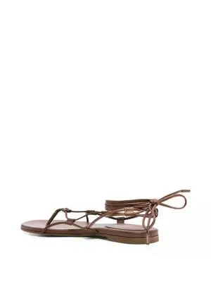 GIANVITO ROSSI Tie-fastening Flat Sandals - Brown