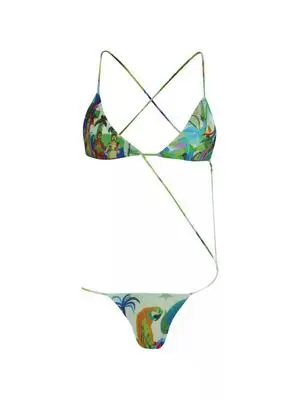 AMIR SLAMA Printed Tie Bikini - Green
