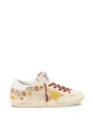 GOLDEN GOOSE Beige Bos Taurus Floral Detail Sneakers - Neutrals