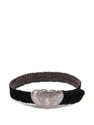 KATE CATE Queen Of Hearts Buckle Belt - Black