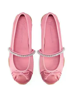 GIUSEPPE ZANOTTI Rhinestone Bow Ballet Flat - Pink