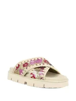 Mou Floral Criss-cross Sandals
