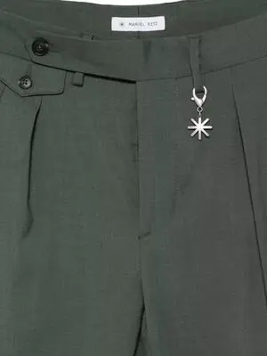 MANUEL RITZ Double-pleat Trousers With Charm Detail - Green