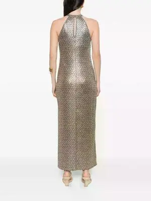 SIYU Basketweave-pattern Maxi Dress - Gold