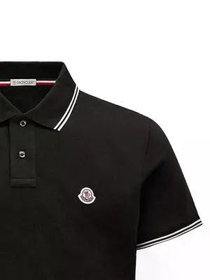 Moncler Logo-patch Cotton Polo Shirt - Black