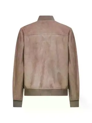 SALVATORE SANTORO Ribbed-knit-collar Leather Jacket