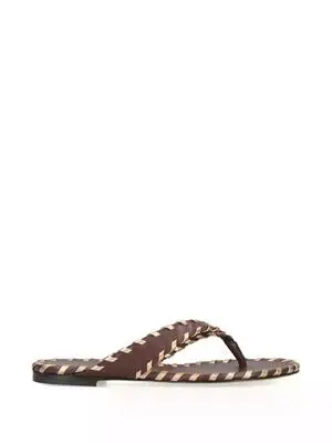GIANVITO ROSSI Braided Leather Thong Sandals - Brown