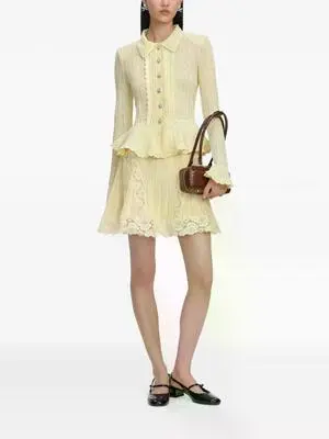 SELF-PORTRAIT Crystal-embellished Lace Insert Dress - Yellow