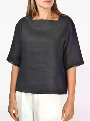 GRAN SASSO Square-neck Linen Blouse