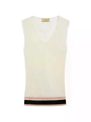 Momoni Ella Ribbed V-neck Top - Neutrals