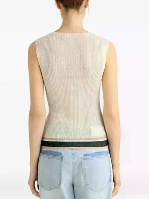 Momoni Ella Ribbed V-neck Top - Neutrals